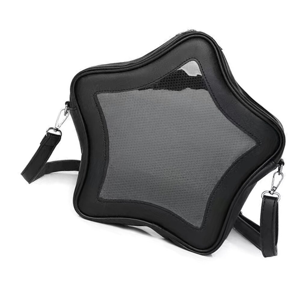 Милая сумочка японской школьницы с прозрачным окошком, кожаная сумка через плечо, женская сумочка с изображением Аниме-значка в форме звезды