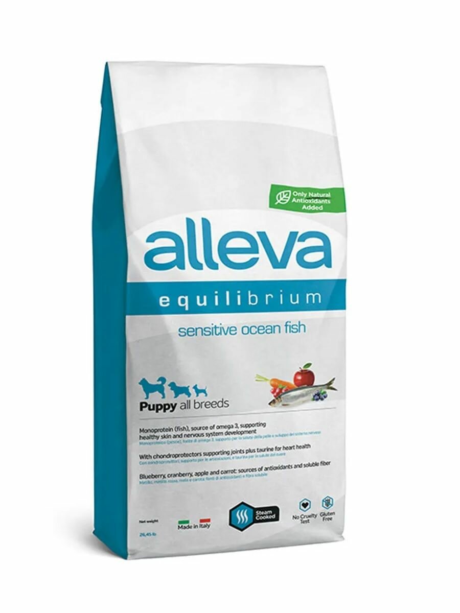 ALLEVA EQUILIBRIUM сухой корм для щенков всех пород с океанической рыбой, 5 кг