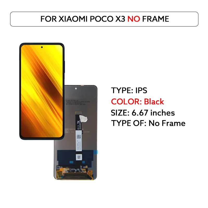 Для Xiaomi POCO X3 Pro ЖК-дисплей с цифровым преобразователем сенсорного экрана в сборе для No Frame