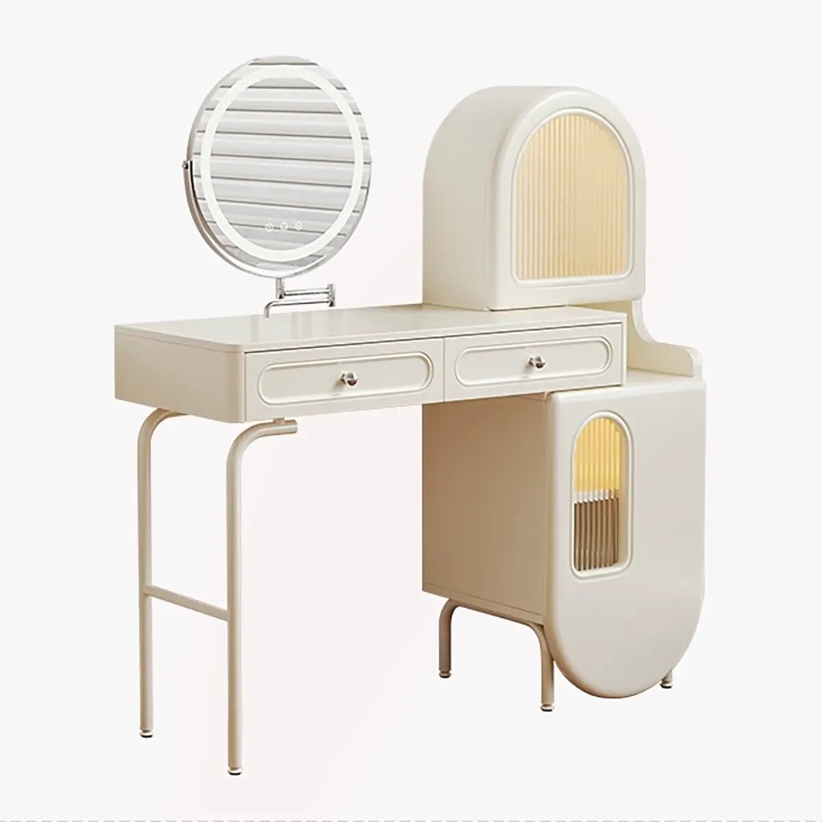 Туалетный столик со шкафом во французском стиле Leder (столик с зеркалом без стула шкаф справа 90 см)