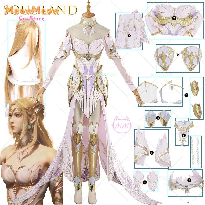 Soul Land Qian Renxue Angel Goddess Косплей костюм XXL, suit wig