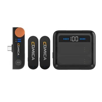 Черный, COMICA Vimo S-UC От одного до двух беспроводных мини-микрофонов 2,4G с интерфейсом Android Type-C,