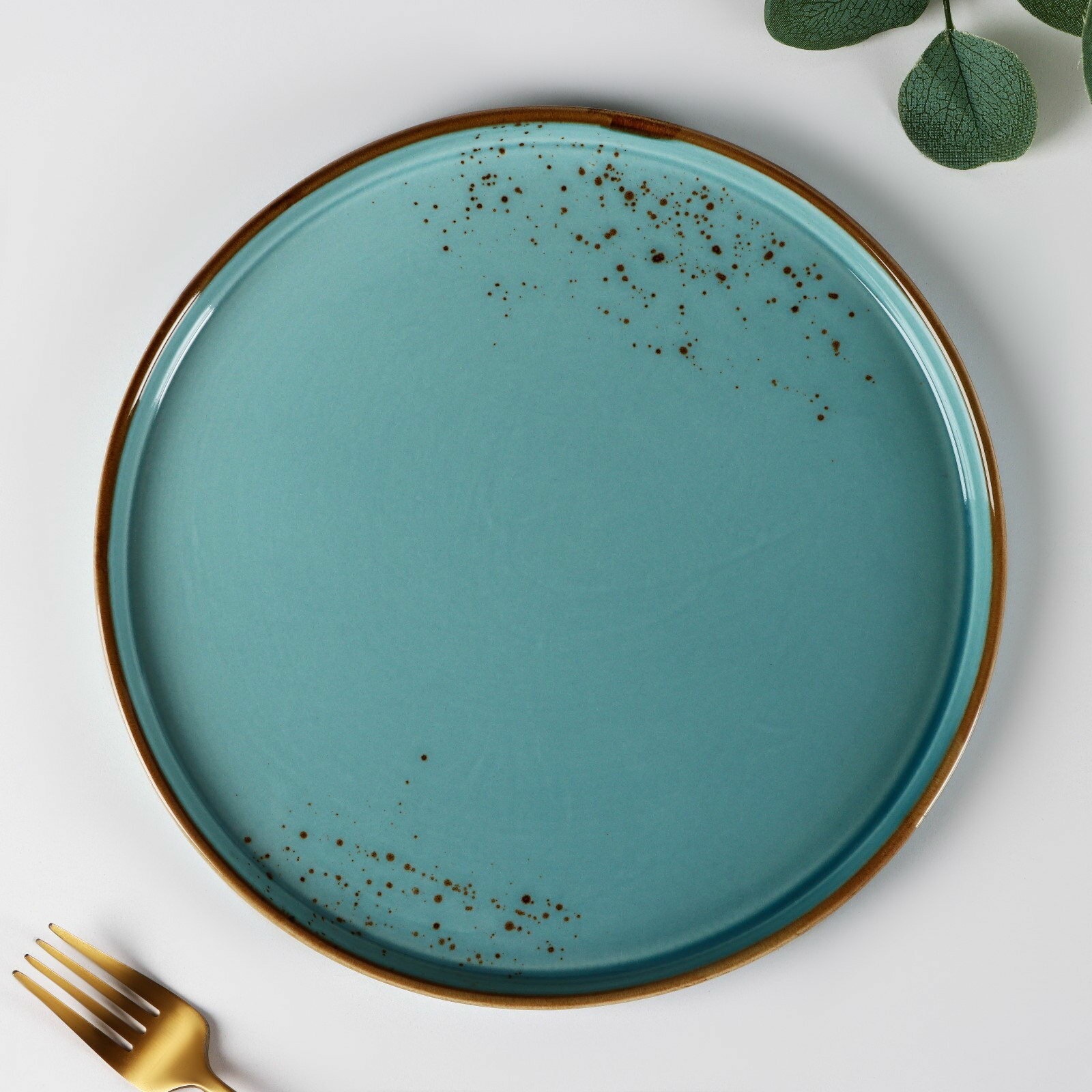 Тарелка с бортиком "Церера", d=25.5 см, фарфор, голубая, вид тарелки: обеденная