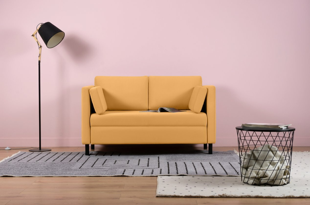 Диван-кровать раскладной Divan.ru Кела Мини Velvet Wet Sand 138х89х84 см, спальное место 196х120 см, велюр, желтый