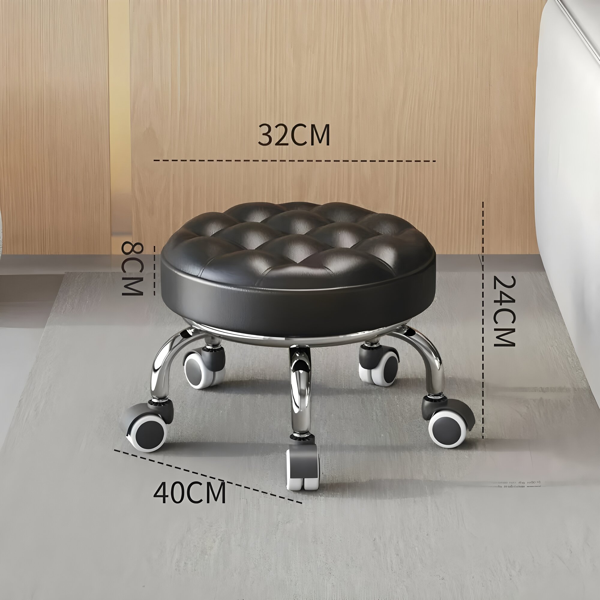 Табурет, Бытовой низкий табурет со шкивом, универсальный маленький табурет на колесиках, бесшумный ход, 1 шт.