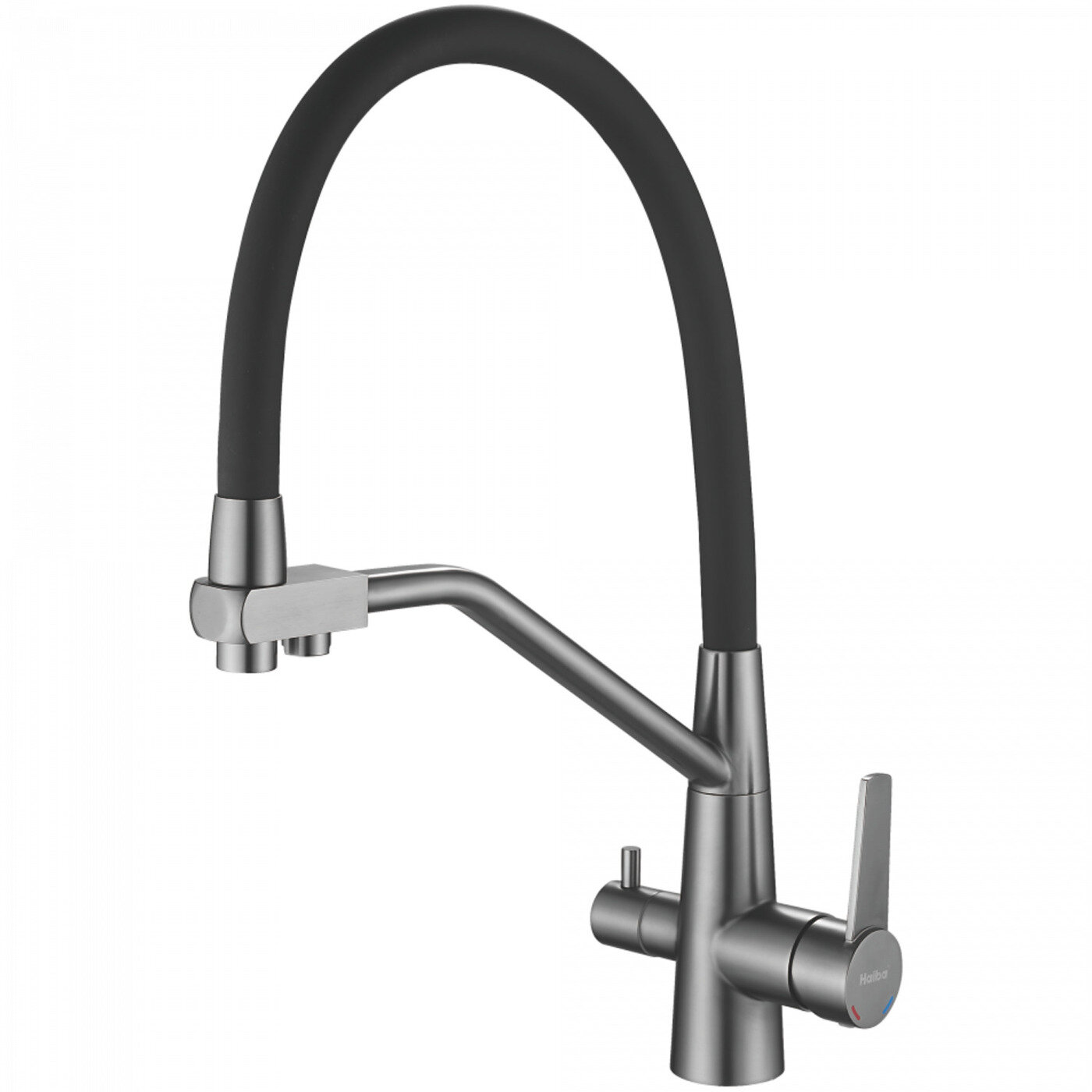 Смеситель для кухни Haiba HB76822-3 оружейная сталь