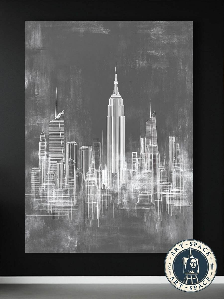 Картина на стену для интерьера вертикальная - "Город / Пейзаж / Небоскребы" , 20х30 см.