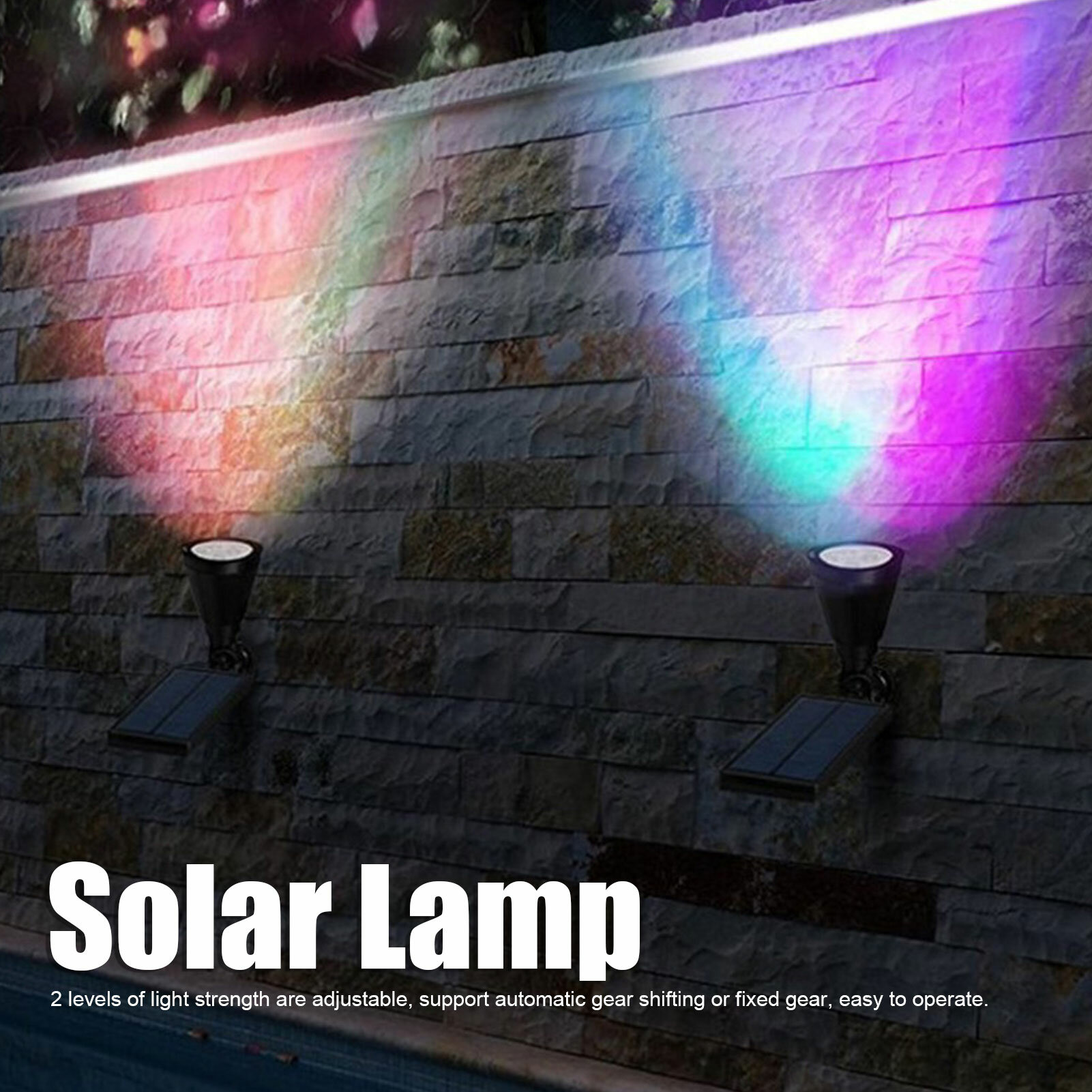 7LED солнечный свет интеллектуальный уличный садовый прожектор газонная лампа ландшафтное освещение черныйкрасочный свет