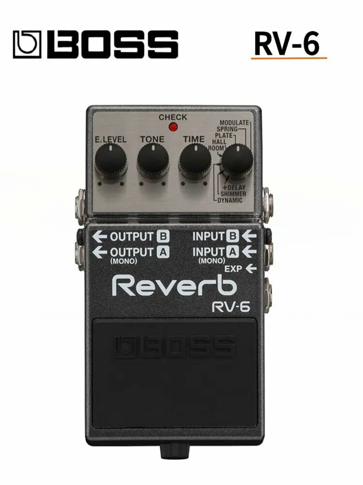 KNOW EASY-BOSS RV-6 Педаль реверберации для гитары, 8 режимов (Hall, Shimmer, Delay+Rev), студийный звук, стерео выход, поддержка экспресс-педали