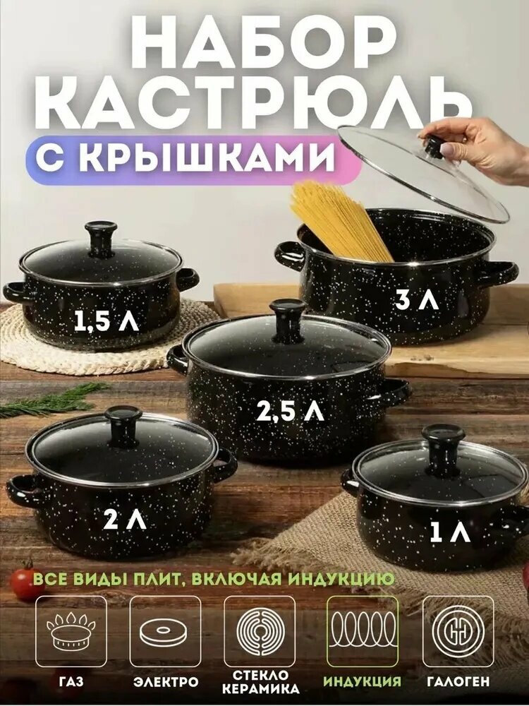 Hosta Home Кастрюля Кастрюля, Нержавеющая сталь с покрытием, 1 л, 1,5 л, 2 л