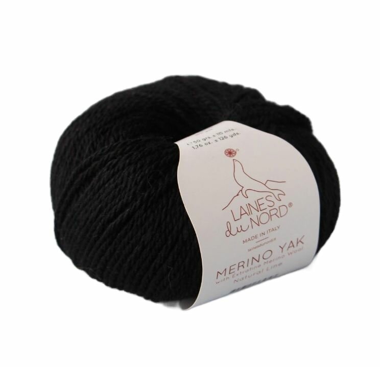 Пряжа Laines du Nord Merino Yak 08 (5 мотков по 50г/115м) черный