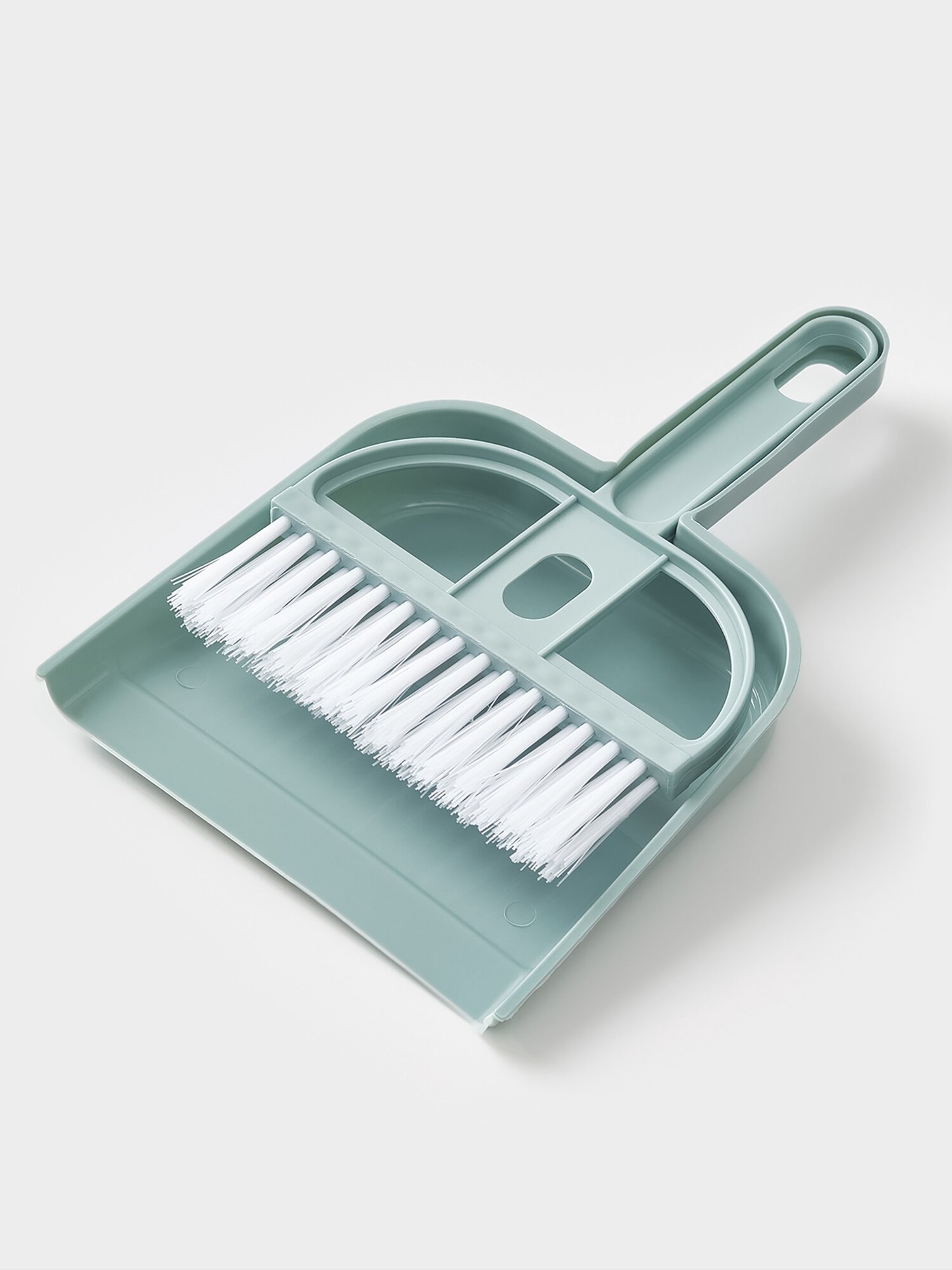 Набор для уборки мини: совок, щётка, 19×12 см, пластик, цвет зеленый