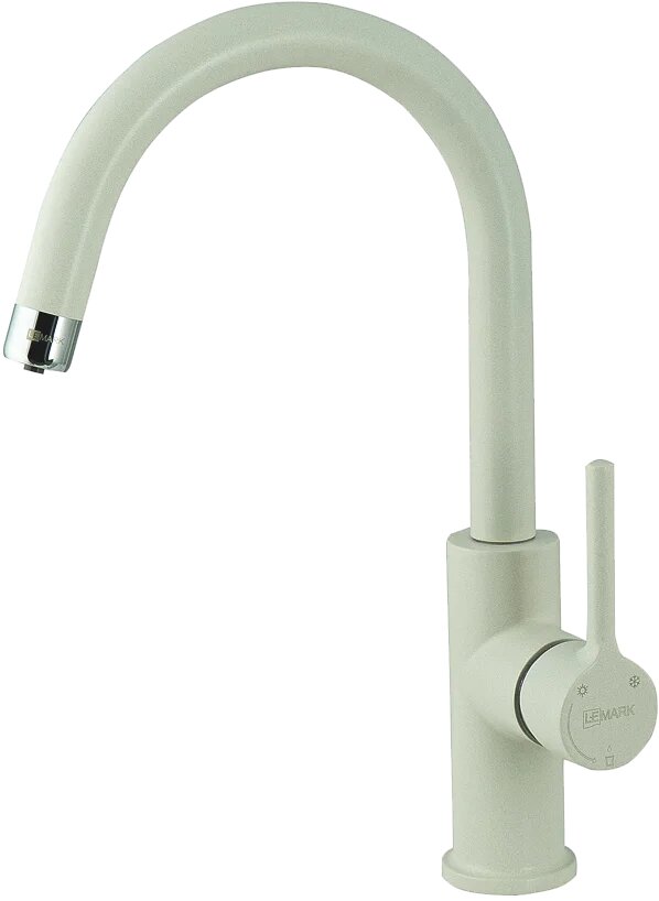Смеситель для кухни Lemark Comfort LM3073PJS с краном для питьевой воды, с поворотным изливом, белый, глянцевый, однорычажный, латунный, с керамическим картриджем