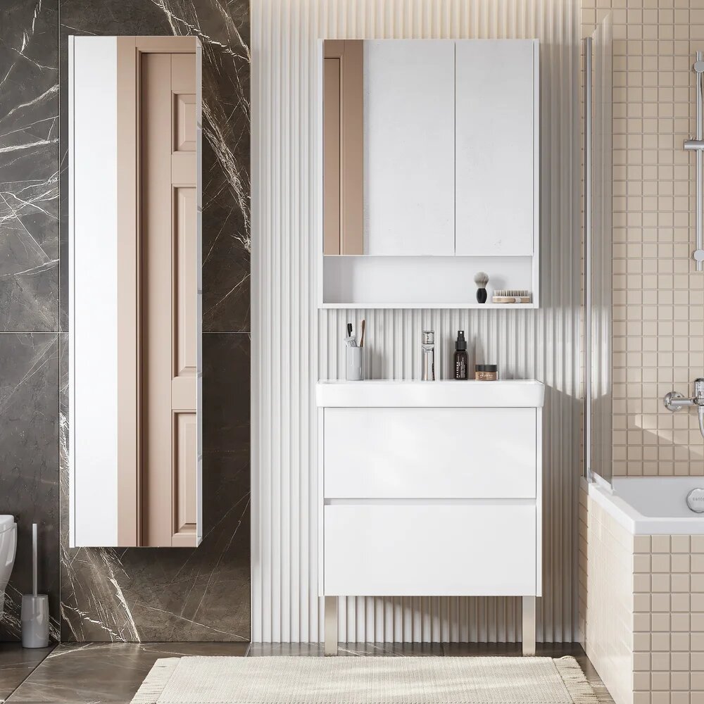 Мебель для ванной комнаты AQUATON Сканди 70 белый глянец, белый матовый