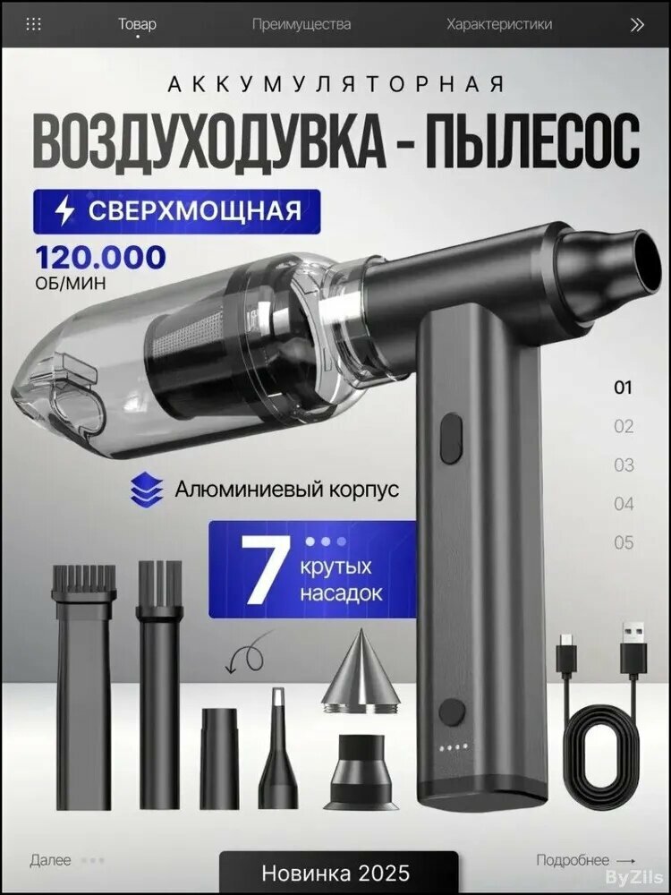 Воздуходувка аккумуляторная/ компрессор воздушный/ турбовентилятор 120000 об/МИН турбо вентилятор 8000 мАч