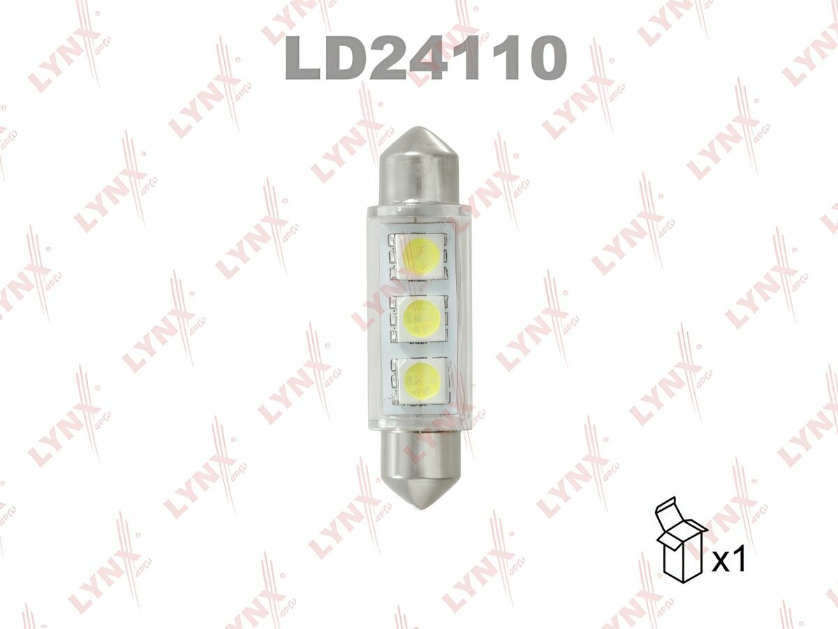 Лампа светодиодная LED C10W 24V SV85-8 7300K, арт LD24110 LYNXAUTO