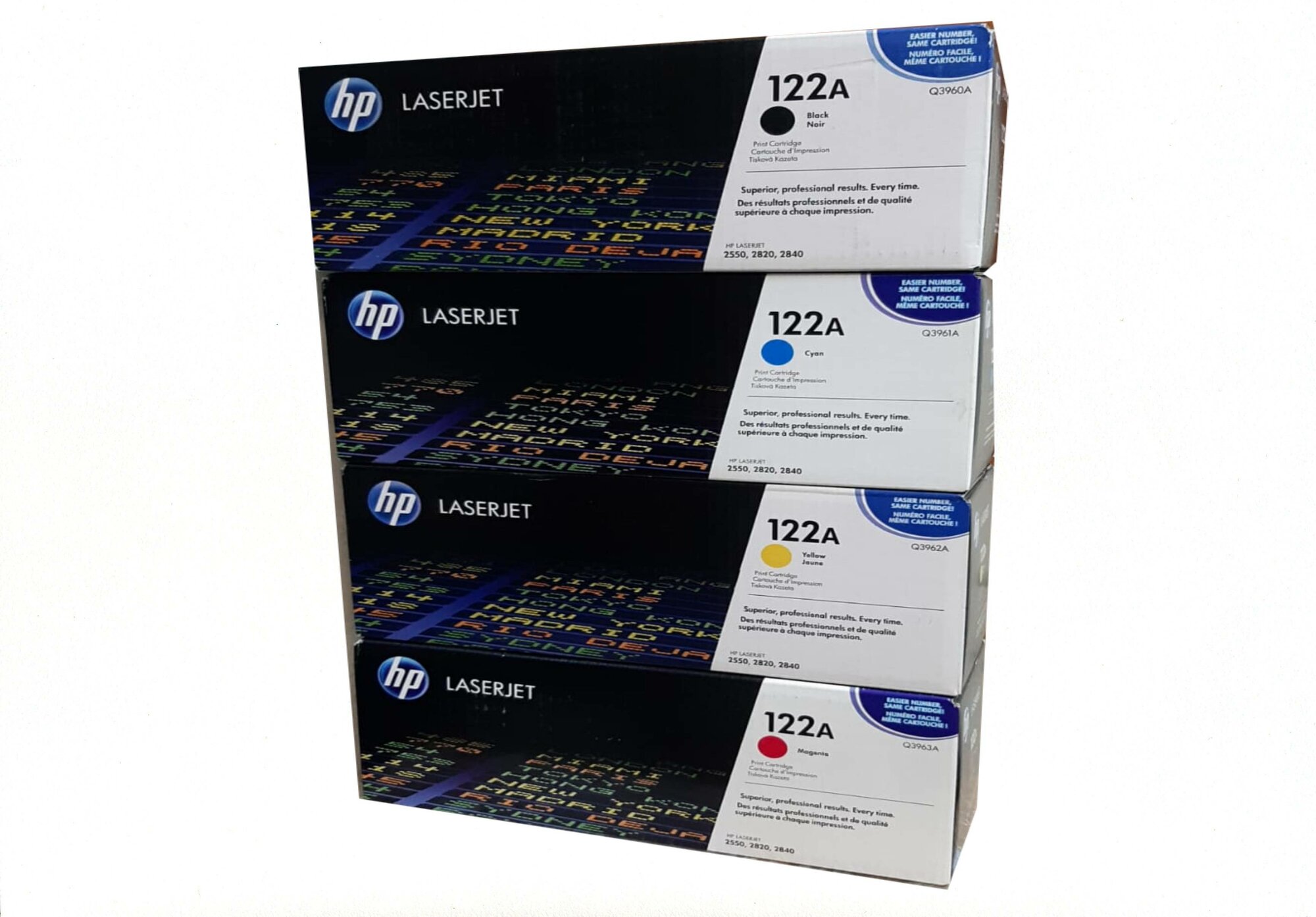 Комплект оригинальных картриджей HP Q3960A/61A/62A/63A (122А) для HP Color LJ 2550./2820/2840 - 4 штуки
