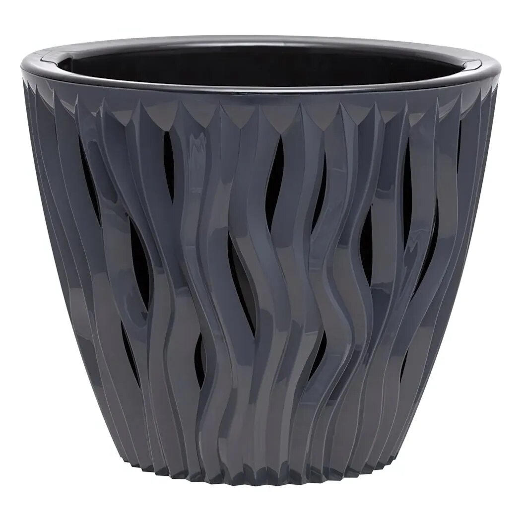 Кашпо пластиковое 3л, d-19,5см, антрацит, стильное и удобное решение