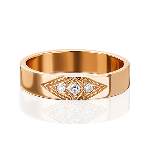 Кольцо, красное золото, 585 проба, бриллиант