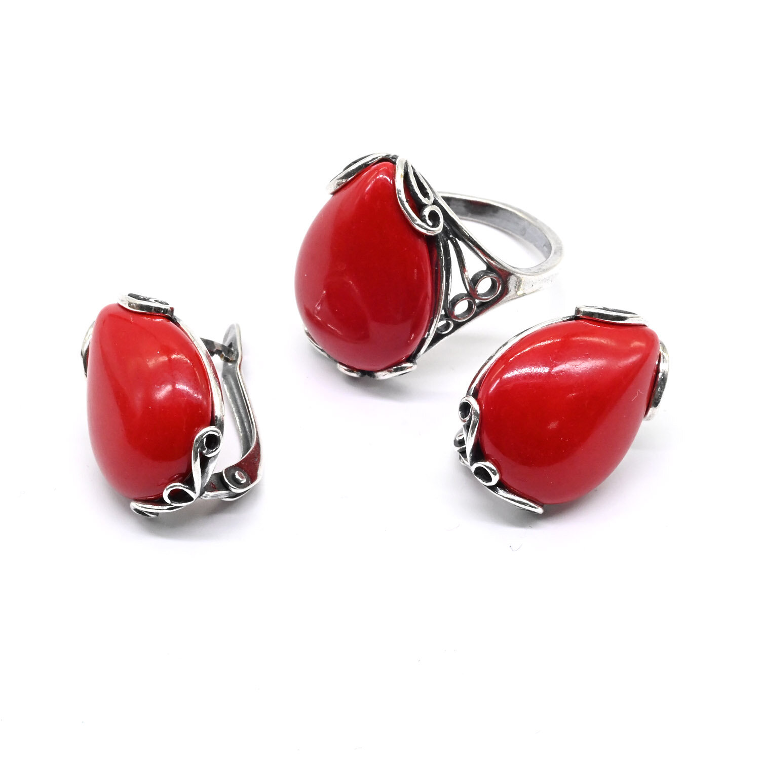 Серьги, коралл