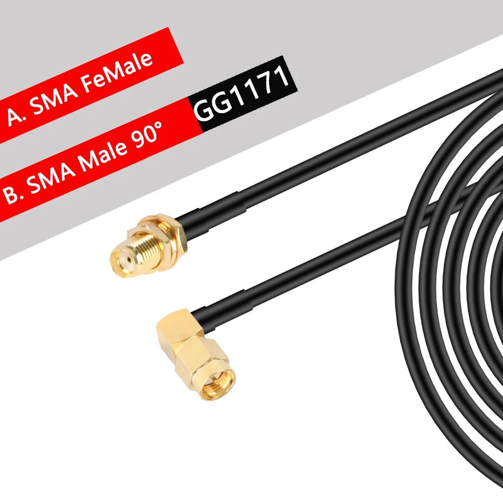 SMA-SMA Коаксиальный кабель RG58 50 Ом 20CM, SMA F to SMA M90