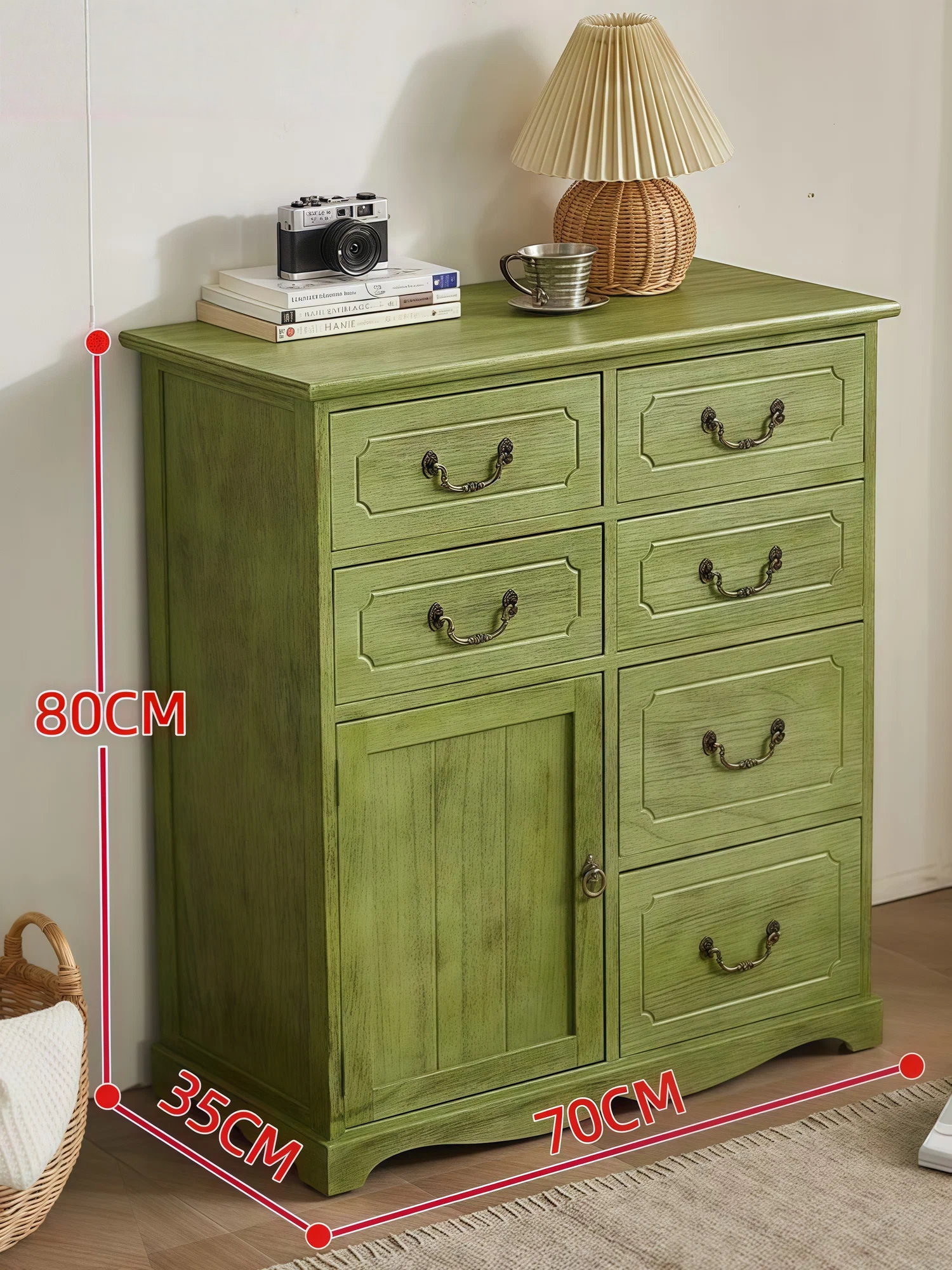 Комод из цельного дерева, простое хранение в стиле ретро, многослойный