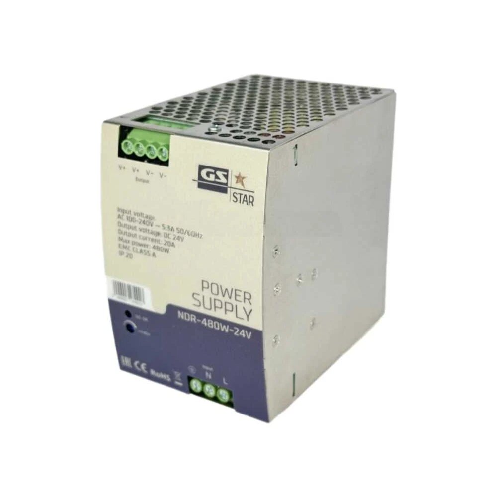 Блок питания на DIN-рейку GS Star NDR-480w-24v 3407, светодиодная