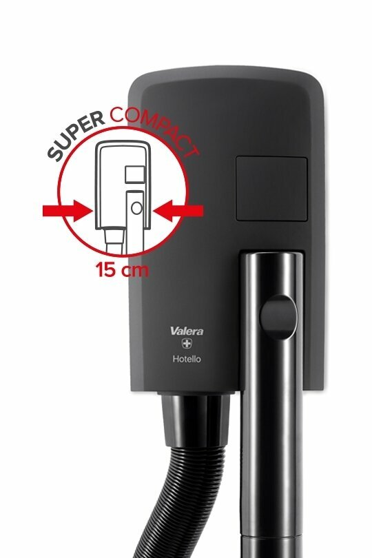 Фен Valera Hospitality Hotello 832.01T, настенный, вращение шнура, черный, 1200Вт