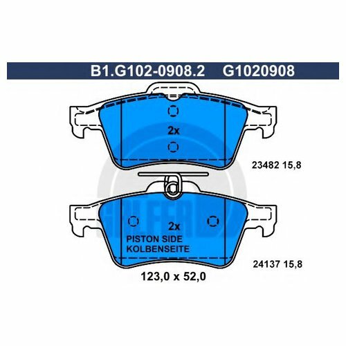 Комплект задних тормозных колодок Galfer B1G10209082 для Citroen C5 III