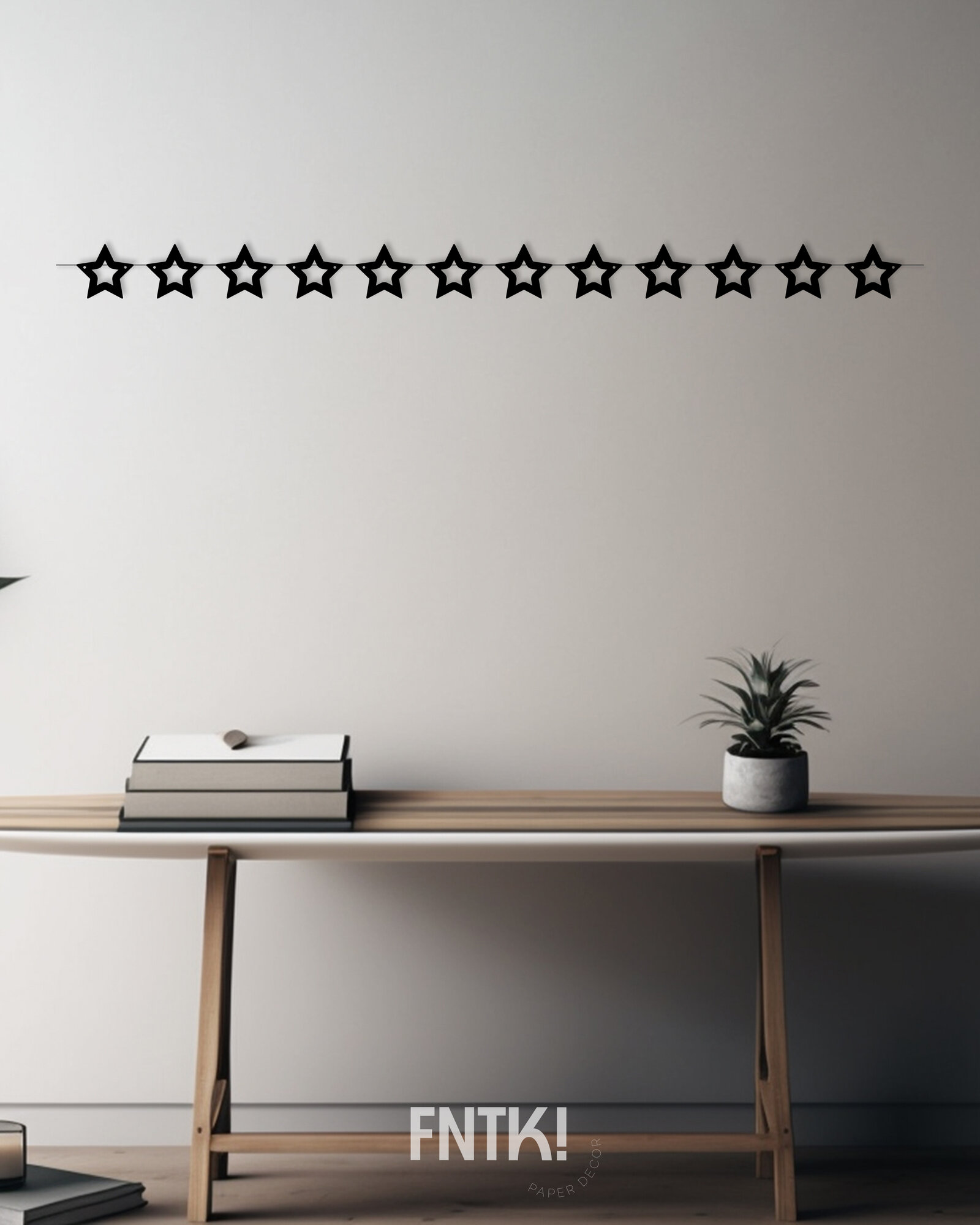 Гирлянда растяжка звёзды черные фигуры, 6 см, бумага, для праздника, фотозоны, декора