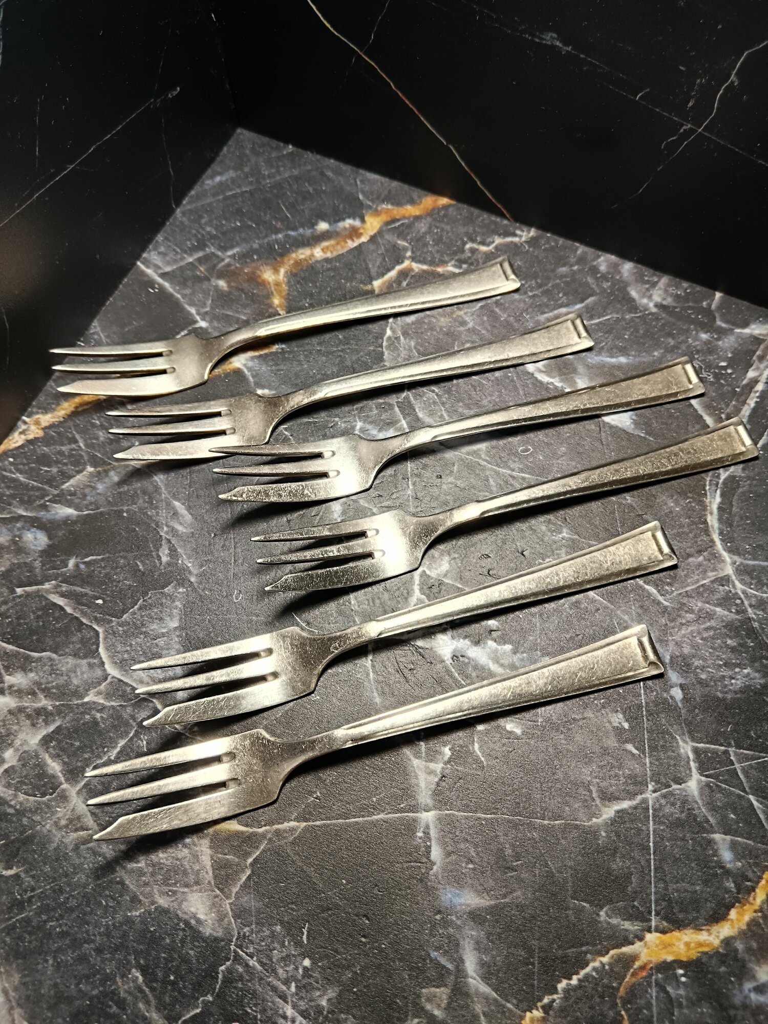 Набор вилок для рыбы , мельхиор, серебрение, довоенная Германия, начало 20 века, WMF