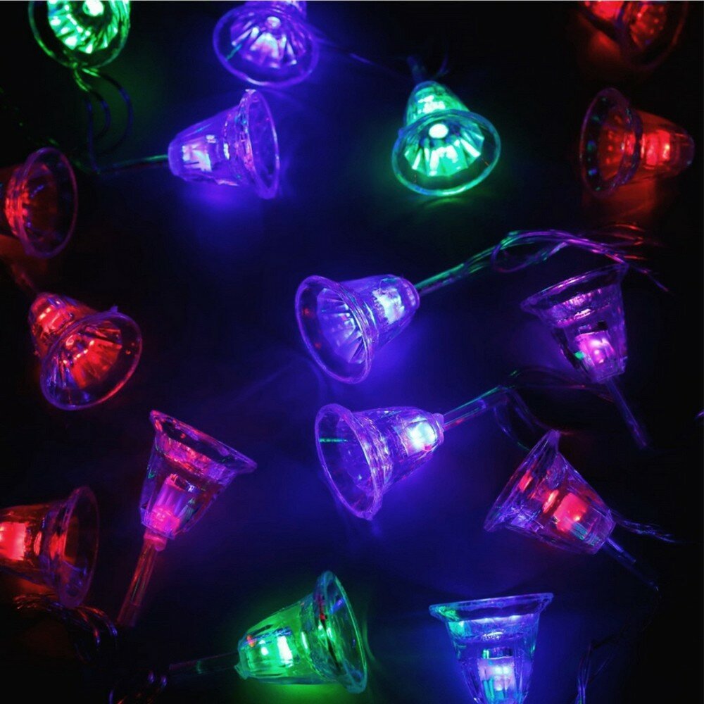 Гирлянда «Нить» 5 м с насадками «Колокольчики», IP20, прозрачная нить, 20 LED, свечение мульти (RG/RB), мигание, 220 В