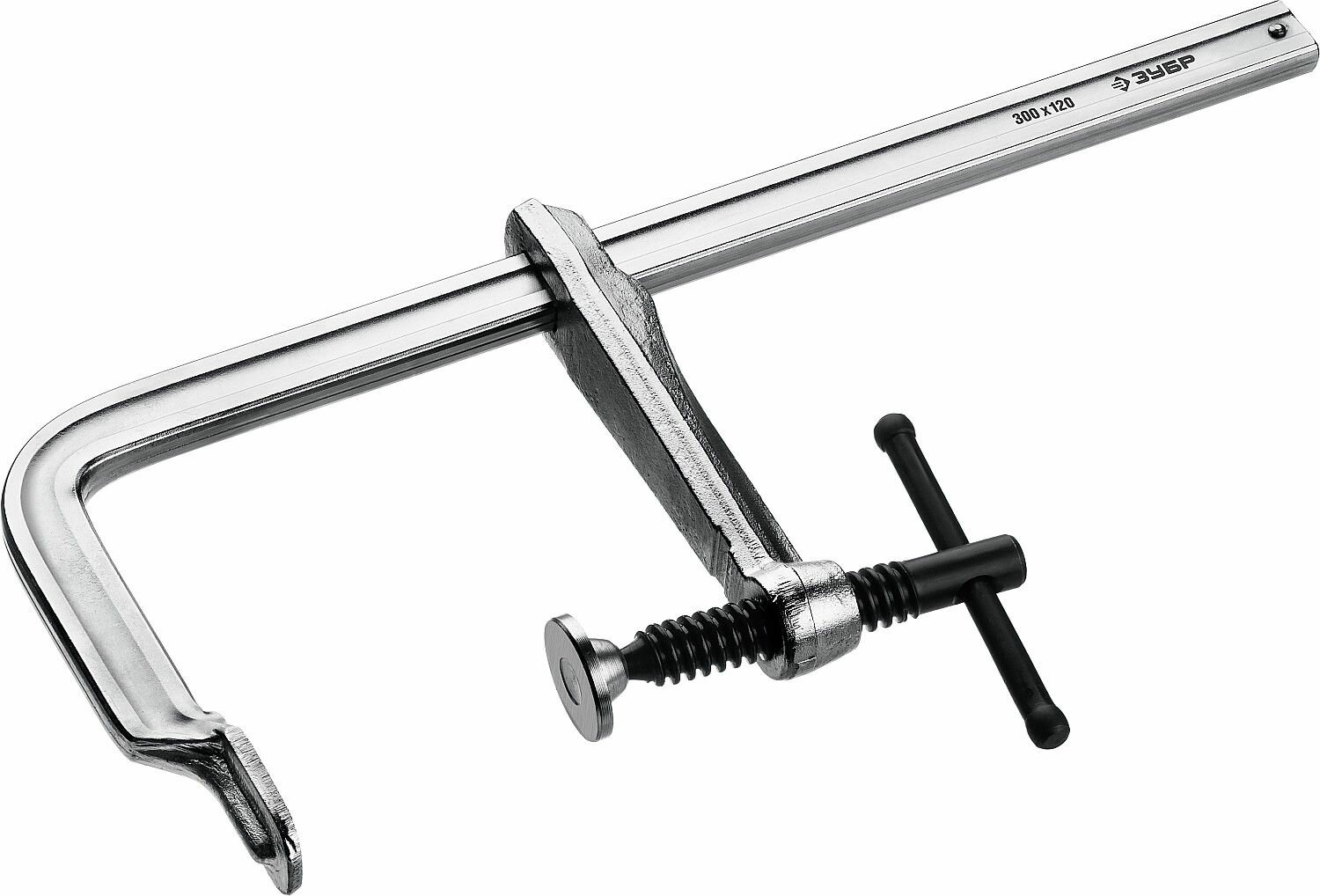 Цельнокованная струбцина ЗУБР КС-300/120, F, 300 х 120 мм, профессиональная, F 32157-120-300
