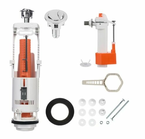 Комплект арматуры для бачка унитаза MONLID боковое подключение 1/2" кнопка 2 режима хром