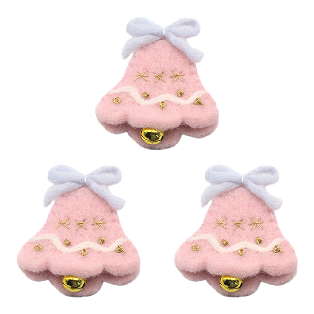 1 упаковка из 3-х украшений из шерстяного фетра на рождественскую елку, розовый