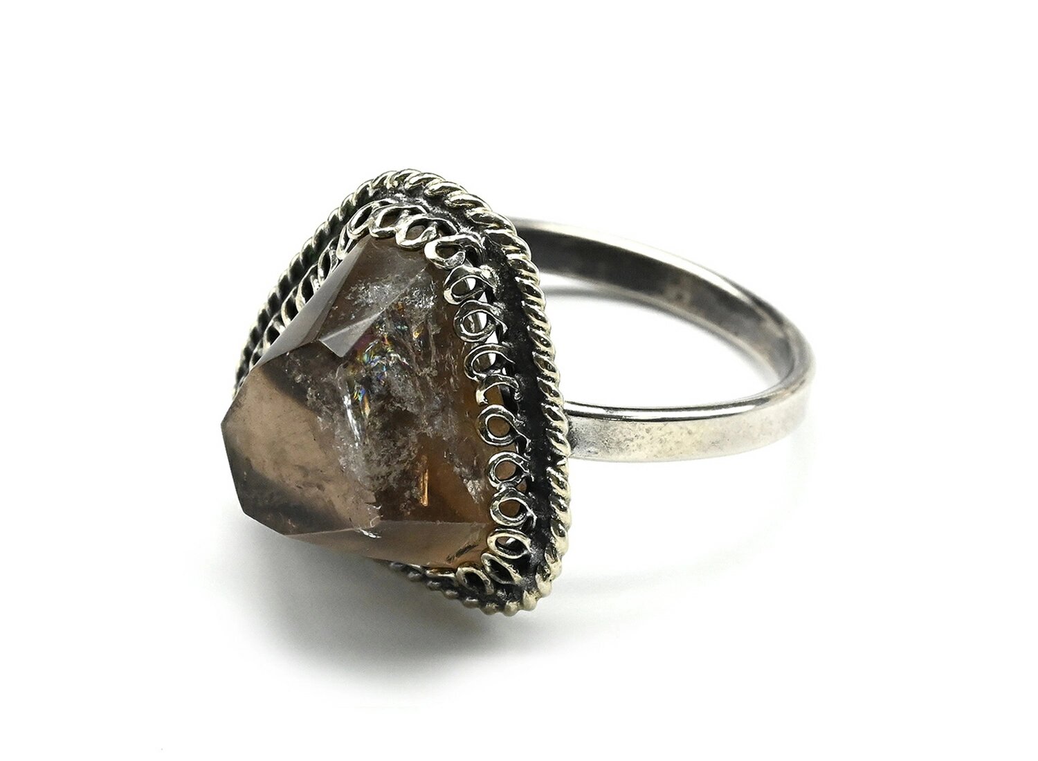 Кольцо, топаз, раухтопаз