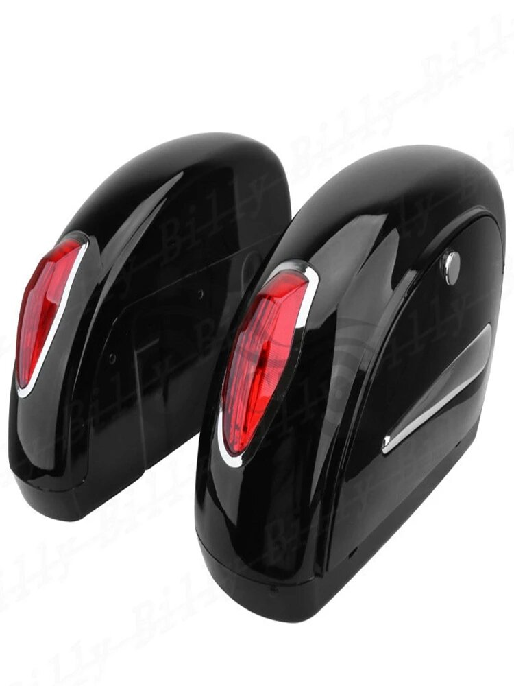 Мотоциклетный жесткий бокс-кофр для Honda, Yamaha, Suzuki, Kawasaki, Lifan, Indian Bobber, Custom Chopper, круизеров Черный, Bright black