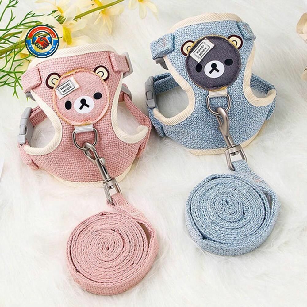 Шлейка-поводок для собак и котов, регулируемая длина 120 см, легкий полиэстер, безопасная прогулочная амуниция, комплект майка-шлейка для щенков и малых пород