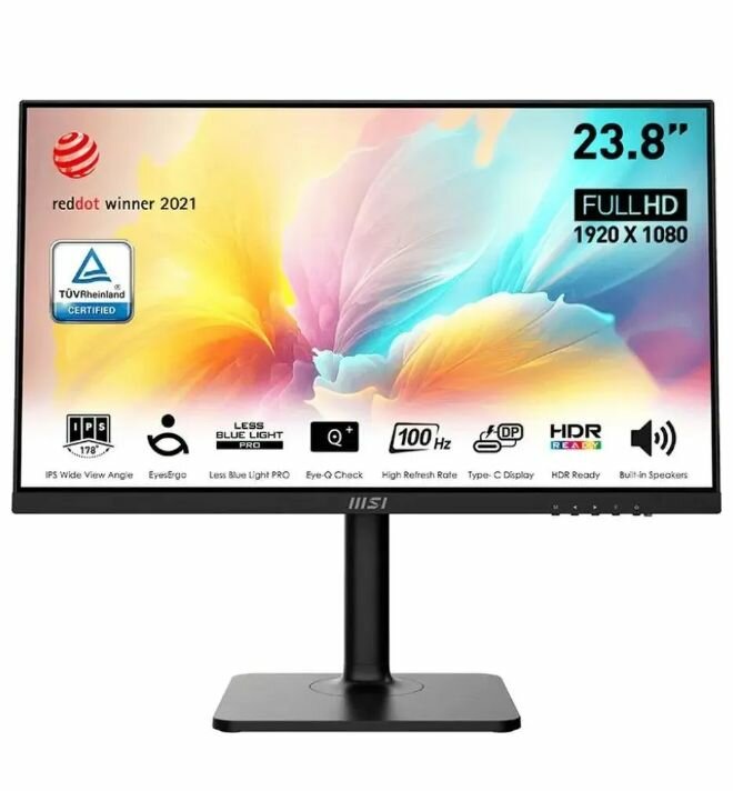 23,8" Монитор MSI Modern MD2412P (9S6-3PA59H-095) черный - 1920x1080@100 Гц, IPS, 1 мс, 1000:1, 300 Кд/м, 178/178, HDMI, AMD FreeSync