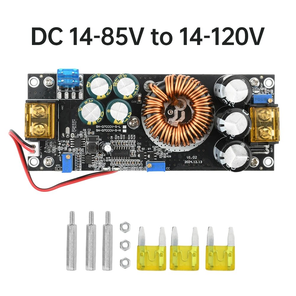 Aideepen DC-DC Boost Converter 1200W 20A 14-85V to 14-120V, 14-85Vto 14-120V