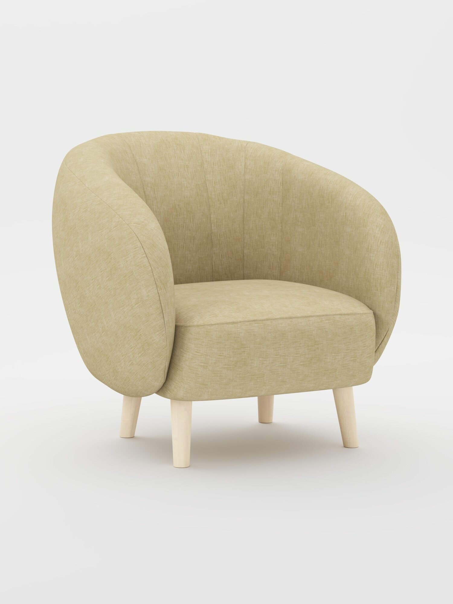 Кресло мягкое для дома, отдыха в гостиной Паркер от W&B, рогожка, цвет: темно-бежевый