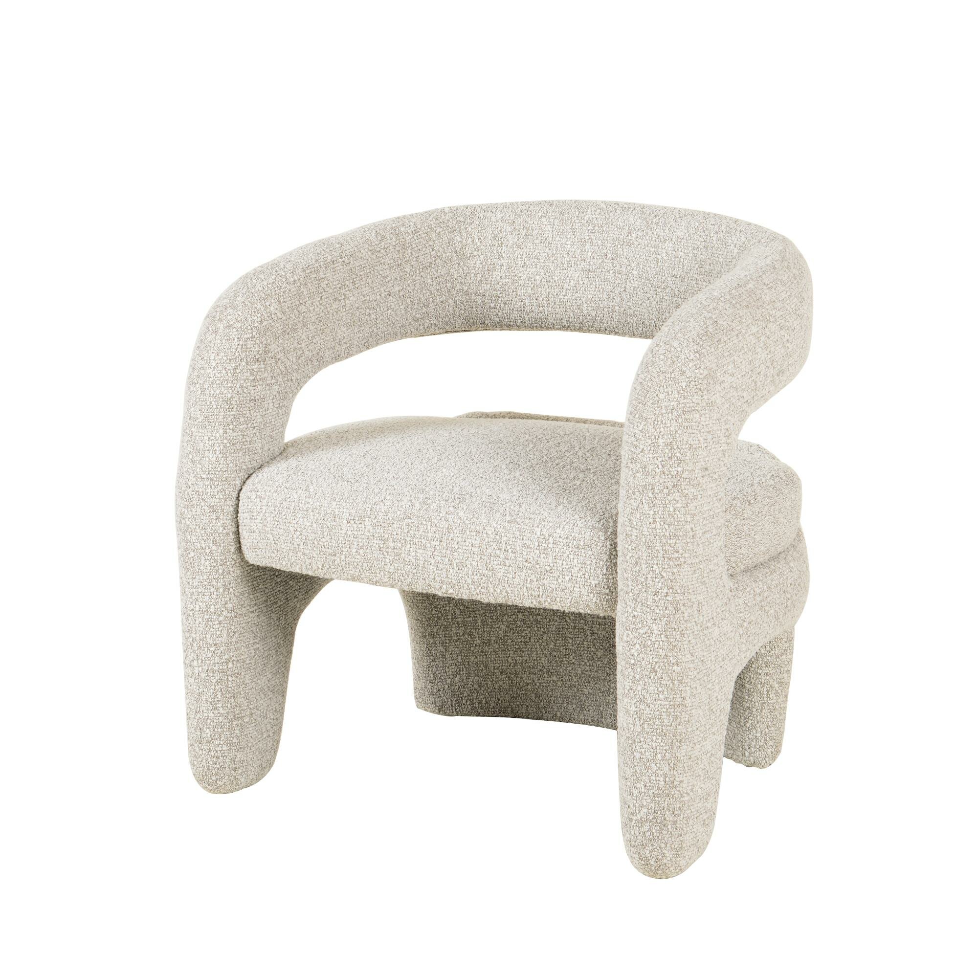 Кресло лаунж Bones STOOL GROUP белый, ткань и дерево, мягкое сиденье, с подлокотниками