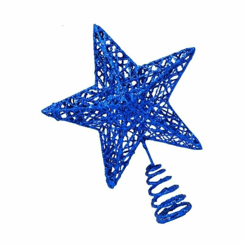 Украшение в виде звезды на верхушке дерева пятиконечной звезды-синий