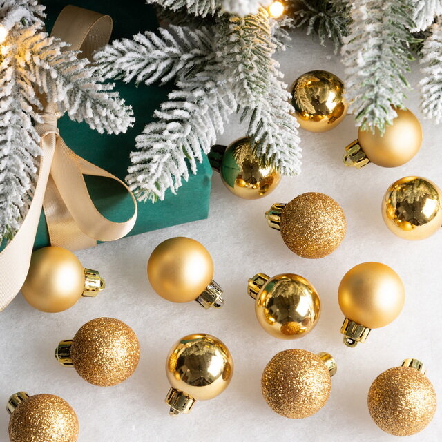 Набор пластиковых шаров Блеск 3 см золотой, 14 шт, Winter Deco, 020456