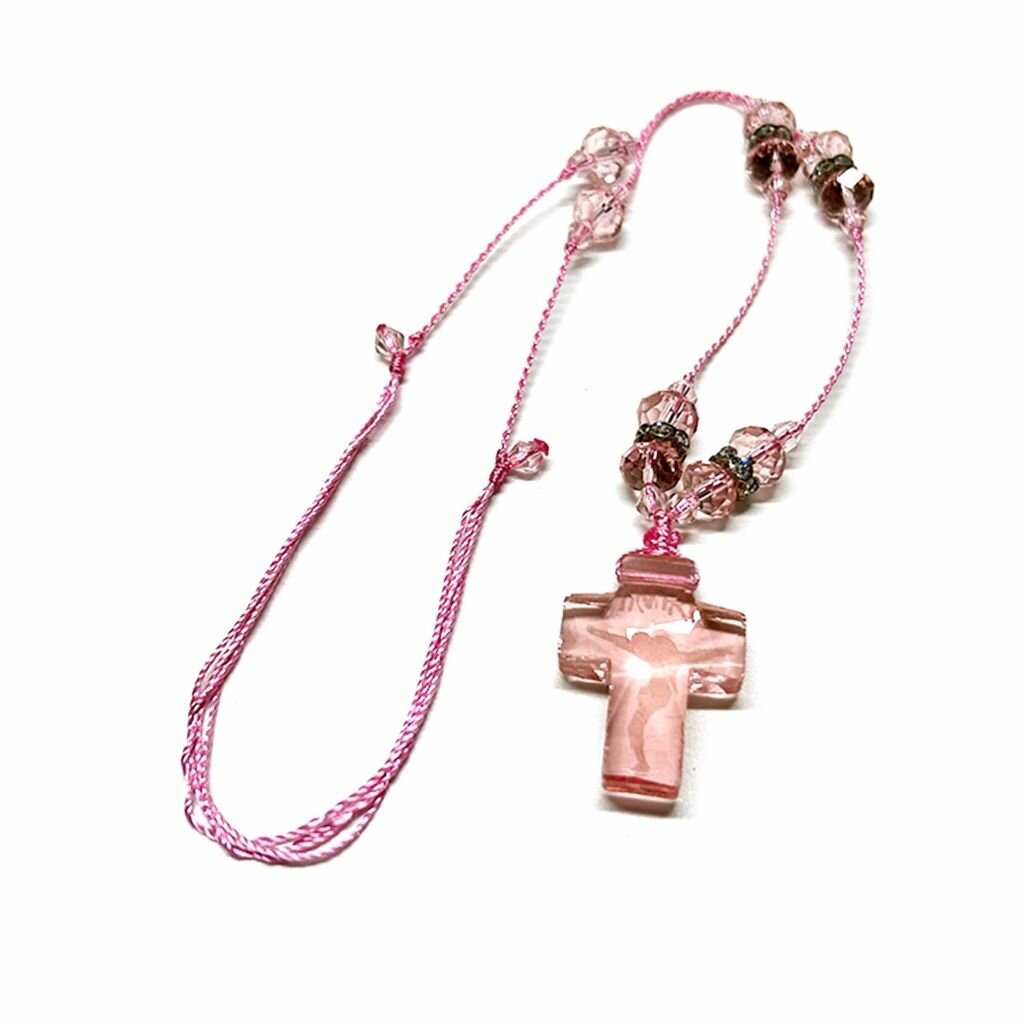 Многогранная цепочка из хрустальных бусин с хрустальным крестом, выдвижное ожерелье, ювелирные изделия-тип B