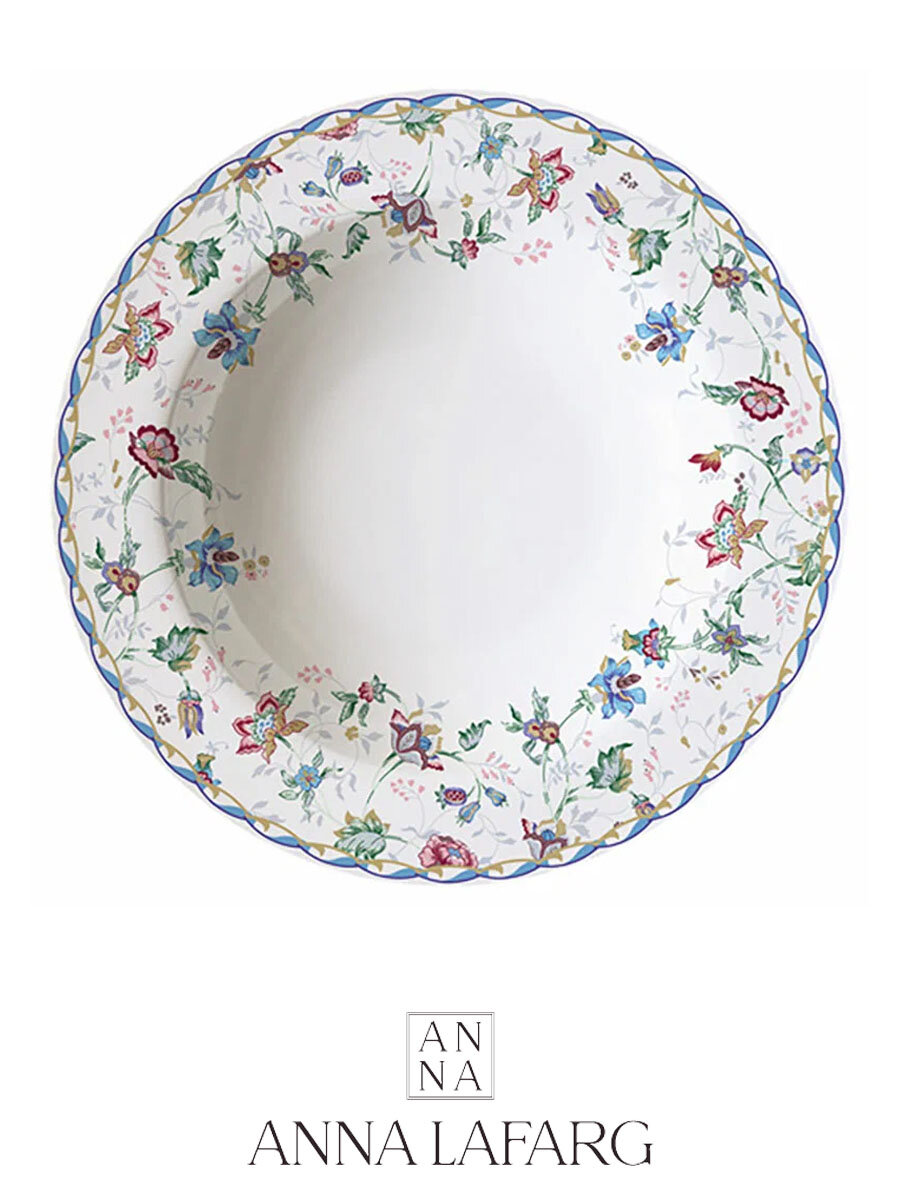 Тарелка суповая Anna Lafarg Emily Букингем, 21х3 см, фарфор, белая с цветами