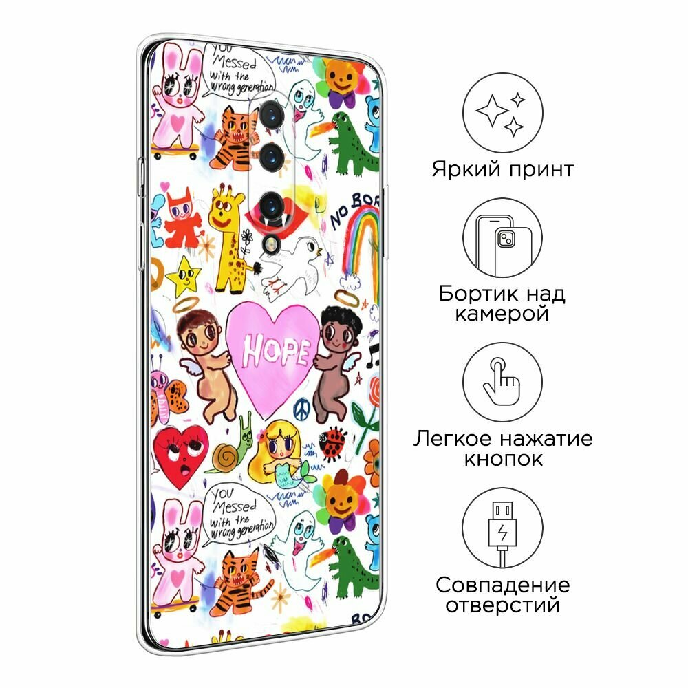 Силиконовый чехол на OnePlus 8 / ВанПлас 8 с принтом "Милые рисунки" — фото 1