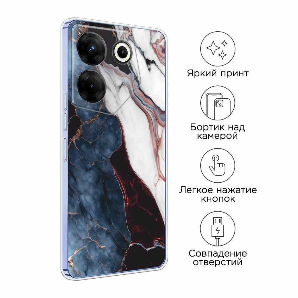Чехол на Tecno Camon 20 Pro 5G / Текно Камон 20 Про 5G с принтом "Благородный мрамор" — фото 1