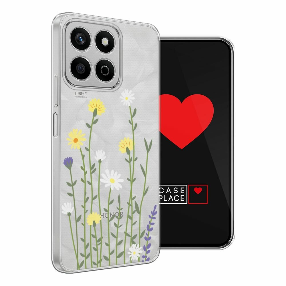 Чехол на Honor X7c / Хонор X7c с принтом "Пучок полевых цветов", прозрачный — фото 1