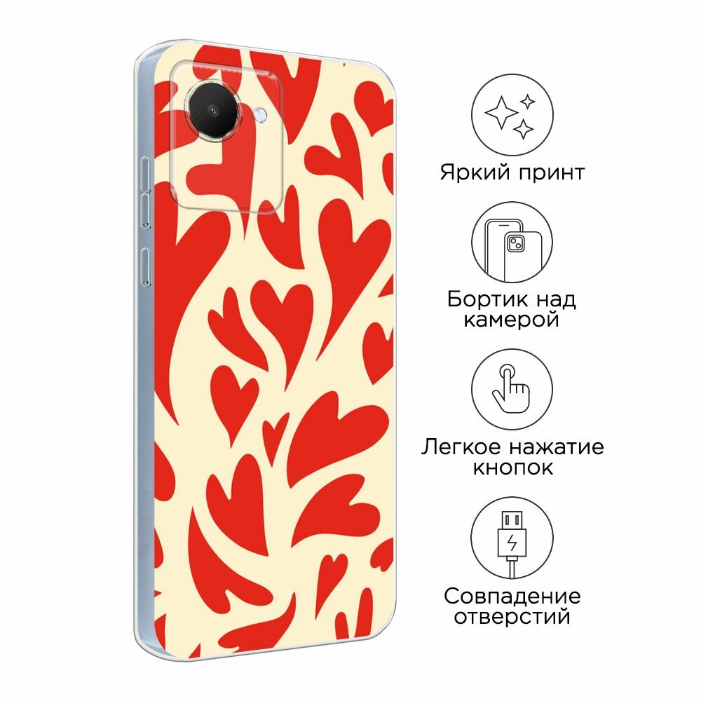 Чехол на Realme C30 / Реалми C30 с принтом "Crazy hearts 1 - 14 февраля" — фото 1